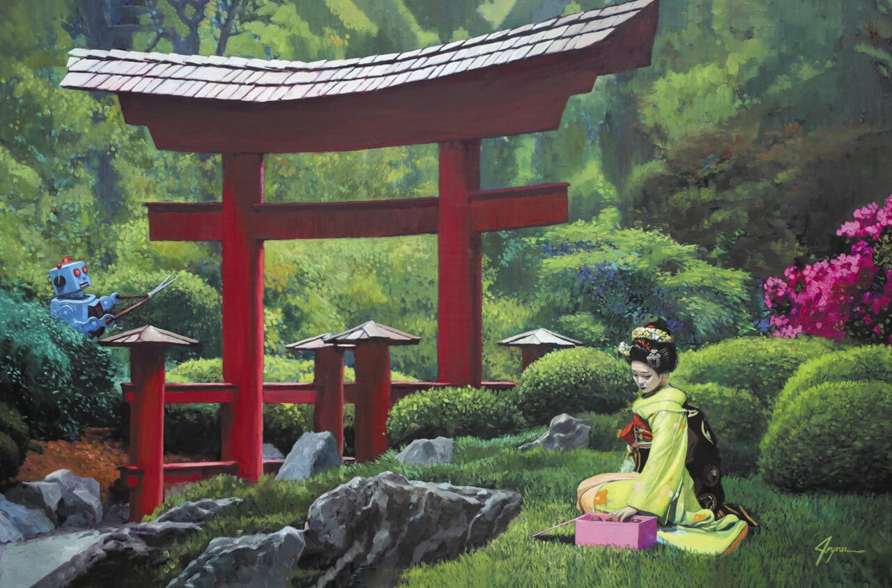 April 2024 Centerfold: Tea Garden by Eric Joyner - BIRDY MAGAZINE